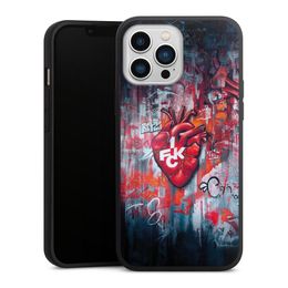 DeinDesign iPhone 13 Pro Max Handy Premium Silikon H&uuml;lle Handyh&uuml;lle schwarz Case 1. Fck 1. Fc Kaiserslautern Heart Silikon Premium Case