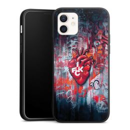 DeinDesign iPhone 12 Handy Premium Silikon H&uuml;lle Handyh&uuml;lle schwarz Case 1. Fc Kaiserslautern Heart 1. Fck Silikon Premium Case