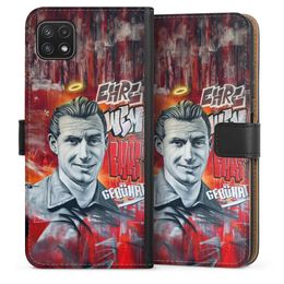 DeinDesign Galaxy A22 5G Handy Klapph&uuml;lle Handyh&uuml;lle aus Kunst Leder schwarz Flip Case 1. Fck 1. Fc Kaiserslautern Fritz Walter Sideflip mit langer Lasche
