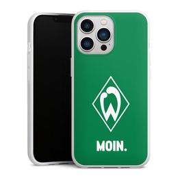 DeinDesign iPhone 13 Pro Handy Silikon H&uuml;lle Case wei&szlig; Handyh&uuml;lle Moin Official Licensed Product Sv Werder Bremen Silikon Case