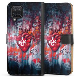 DeinDesign Galaxy A12 Handy Klapph&uuml;lle Handyh&uuml;lle aus Kunst Leder schwarz Flip Case 1. Fc Kaiserslautern Heart 1. Fck Sideflip mit langer Lasche