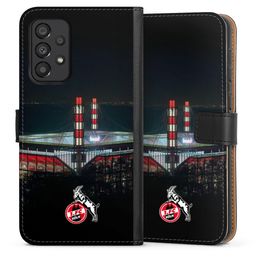 DeinDesign Galaxy A33 5G Handy Klapph&uuml;lle Handyh&uuml;lle aus Kunst Leder schwarz Flip Case Official Licensed Product Stadium 1. Fc K&ouml;ln Sideflip mit langer Lasche