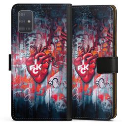 DeinDesign Galaxy A51 Handy Klapph&uuml;lle Handyh&uuml;lle aus Kunst Leder schwarz Flip Case 1. Fck 1. Fc Kaiserslautern Heart Sideflip mit Lasche