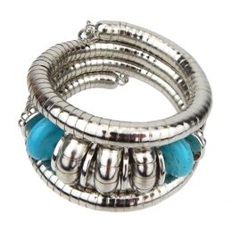 Ella Jonte Wickelarmband, schönes Armband silber türkis Ibiza Boho Ethno Style in Geschenktüte