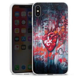 DeinDesign iPhone Xs Max Handy Silikon H&uuml;lle Case transparent Handyh&uuml;lle 1. Fck 1. Fc Kaiserslautern Heart Silikon Case