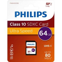 Philips Philips SDXC Karte 64GB Speicherkarte UHS-I U1 Class 10 Speicherkarte