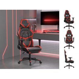 vidaXL Bürostuhl Gaming-Stuhl mit Fußstütze Schwarz und Rot Kunstleder