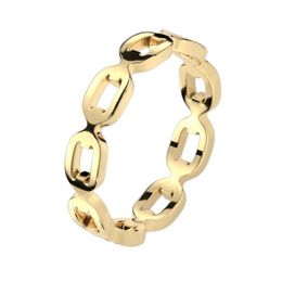 viva-adorno Fingerring Edelstahl Ketten Ring Kettenglieder poliert Gold Glieder Damenring
