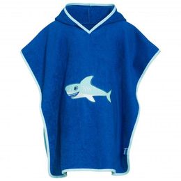 Playshoes - Kid's Frottee-Poncho Hai - Poncho Gr L - > 4 Years blau