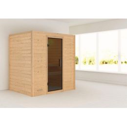 Karibu Sauna "Sonja" mit graphitfarbener Tür naturbelassen, BxTxH: 196 x 146 x 198 cm, 38 mm, beige