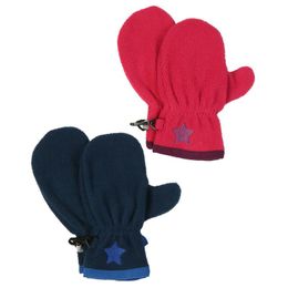 tausendkind essentials - Fleece-Handschuhe STERNCHEN 2er-Pack in dunkelblau/pink, Gr.110-122