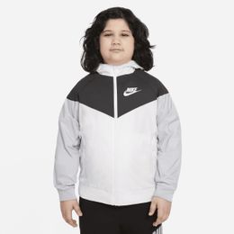 Nike Sportswear Windrunner lockere, hüftlange Jacke mit Kapuze für ältere Kinder (Jungen) (erweiterte Größen) - Weiß