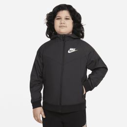 Nike Sportswear Windrunner lockere, hüftlange Jacke mit Kapuze für ältere Kinder (Jungen) (erweiterte Größen) - Schwarz