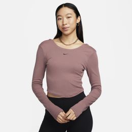 Nike Sportswear Chill Knit Langarm-Mini-Rippen-Oberteil mit Scoop-Rücken für Damen mit enger Passform - Lila