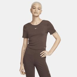 Nike Sportswear Chill Knit enges Kurzarm-Mini-Rippen-Oberteil mit Scoop-Rücken für Damen - Braun