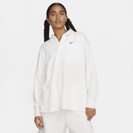 Nike Sportswear Essential Oversize-Poloshirt mit langen Armen für Damen - Weiß
