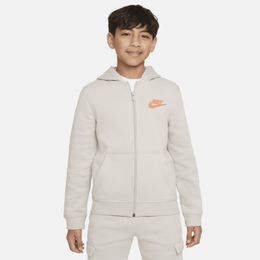 Nike Sportswear Hoodie mit durchgehendem Reißverschluss und Grafikdetail für ältere Kinder (Jungen) - Grau