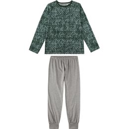 Sanetta Schlafanzug, All-Over-Print, Baumwolle, für Kinder, grün, 164