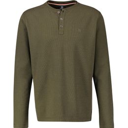 Lerros Langarmshirt, Melange, für Herren, grün, XL