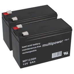 Multipower 2x Multipower Blei-Akku MP1236H Pb 12V 9Ah Hochstrom