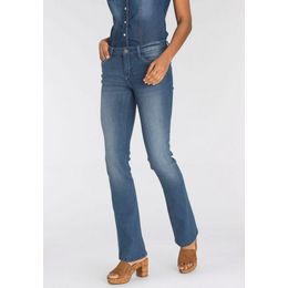 Arizona Bootcut-Jeans mit Kontrastnähten Mid Waist, blau