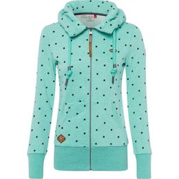 Ragwear Sweatjacke NESKA DOTS O ZIP im Allover-Dots Print Design, blau