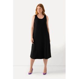 Ulla Popken Sommerkleid Acetat-Midikleid A-Linie Rundhals ärmellos