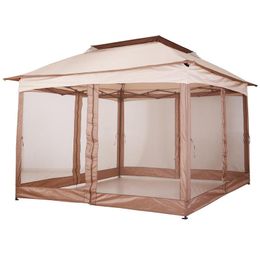 Outsunny Faltpavillon mit Seitenwänden (Farbe: khaki)