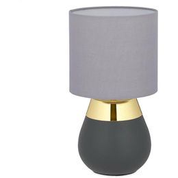 Nachttischlampe Touch dimmbar, moderne Touch Lampe, 3 Stufen, E14, Tischlampe, HxD: 32,5 x 18 cm, grau-gold - Relaxdays