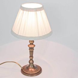 Licht-Erlebnisse Premium Tischlampe aus Messing bronziert E14 - Bronze hell glänzend, Beige