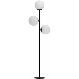 Licht-Erlebnisse - Stehlampe 3-flammig E27 165 cm Schwarz Weiß Glas Metall Modern Stehleuchte Wohnzimmer prosko - Schwarz, Weiß