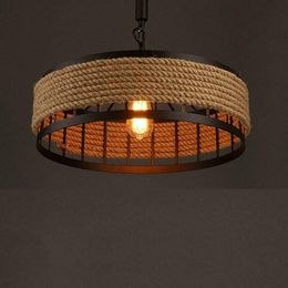 Senderpick - Hanfseil Kronleuchter Rustikal Pendelleuchte Industrie Style Lampe Deckenleuchte