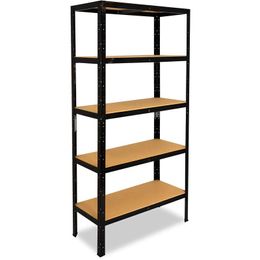 shelfplaza - black 200x50x30cm Schwerlastregal schwarz / Metallregal schwarz 5 Böden mit je 175kg Tragkraft / Steckregal als Lagerregal, Büroregal &