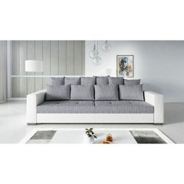 Küchen Preisbombe - Modernes Big Sofa Wohnlandschaft Sofa Couch Jumbo 1 - Weiß - Hellgrau