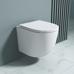 Doporro - Hänge-WC Spülrandlos Hänge-Toilette mit Tiefspüler inkl. Soft-Close Absenkautomatik weiß aus Keramik Wandmontage Aachen179 neu - Weiß |