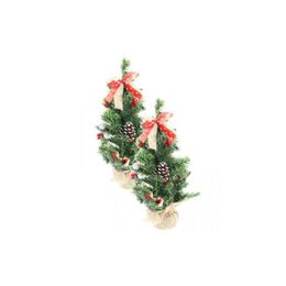 2er Set Künstlicher Weihnachtsbaum 40cm geschmückter Deko Tannenbaum