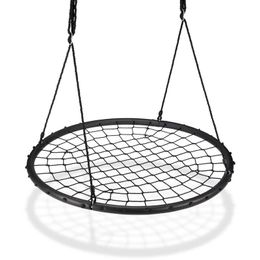 Nestschaukel mit Netz, Ø120cm, Garten Tellerschaukel für Kinder u. Erwachsene, bis 150kg, verstellbar, schwarz - Relaxdays