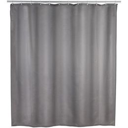 Anti-Schimmel Duschvorhang Uni Grey, Textil (Polyester), 180 x 200 cm, waschbar, Grau, Polyester grau - grau - Wenko