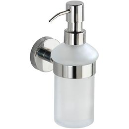 Seifenspender Bosio Edelstahl glänzend, rostfrei, ca. 200 ml, Silber glänzend, Edelstahl rostfrei glänzend , Glas satiniert - silber glänzend - Wenko