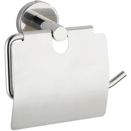 Wenko - Toilettenpapierhalter Bosio mit Deckel Edelstahl glänzend, rostfrei, Silber glänzend, Edelstahl rostfrei glänzend - silber glänzend