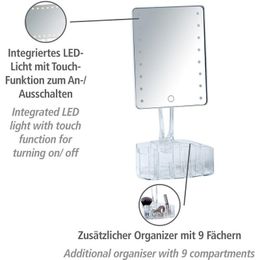 LED-Standspiegel mit Organizer Trenno, Leuchtspiegel, Weiß, Kunststoff weiß, Glas - weiß - Wenko