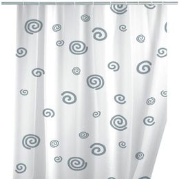 Duschvorhang Schnecke, Textil (Polyester), 180 x 200 cm, waschbar, Grau, Polyester weiß grau - grau - Wenko