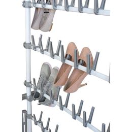 Teleskop-System Herkules Shoes, für 48 Paar Schuhe, Weiß, Stahl weiß, Kunststoff (abs) grau, Polypropylen grau - weiß - Wenko