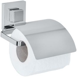 Wenko Vacuum-Loc® Toilettenpapierhalter Cover Quadro Edelstahl, Befestigen ohne bohren, Silber glänzend, Edelstahl rostfrei glänzend, Kunststoff