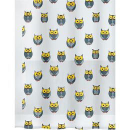 Owl Collection, Textil Duschvorhang 180 x 200, 100% Polyester, Grau - Spirella
