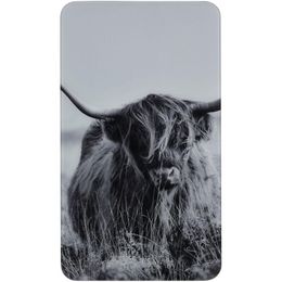 Wenko Herdabdeckplatte Universal Highland Cattle 2er Set, für alle Herdarten, Mehrfarbig, Gehärtetes Glas mehrfarbig, Kunststoff (tpe) hellgrau, Kunststoff