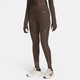 Nike Pro 7/8-Leggings mit mittelhohem Bund und Taschen für Damen - Braun