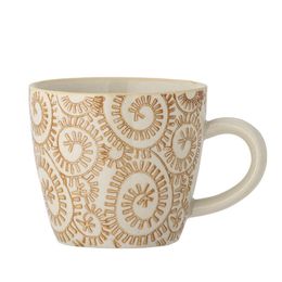 Bloomingville Maple Tasse, Steingut, Ø 8 x H7 cm, orange Kreise