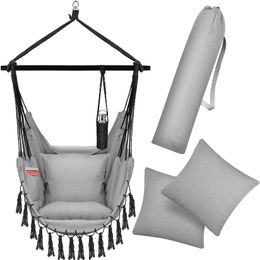 Kesser® Hängesessel mit 2 Kissen Getränkehalter & Bücherfach - Safari XXL Hängestuhl für Erwachsene & Kinder Hängematte bis 150 kg Hängesitz Aufhängung Indoor & Outdoor Wohn & Garten Terrasse