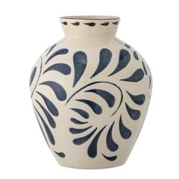 Bloomingville Heikki Vase blau, Steingut, Ø 20 x H24 cm, blau